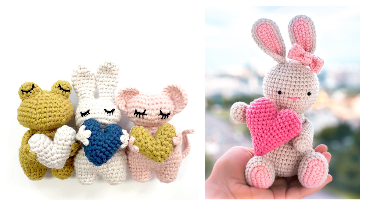 Crochet Valentine Heart Bunny Toy Amigurumi Free Pattern