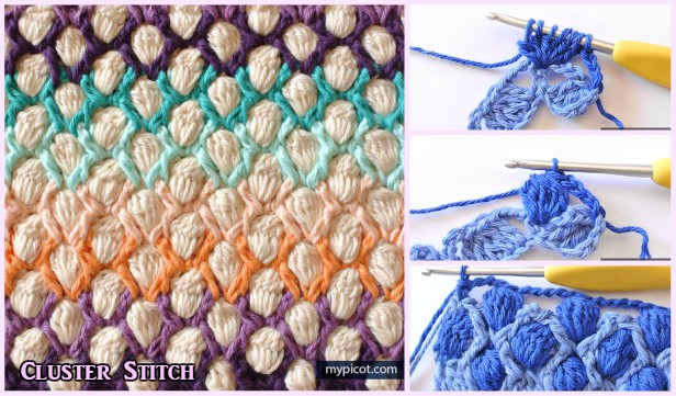 Crochet Colorful Cluster Stitch Free Pattern
