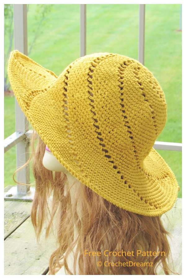 Wide Brim Summer Straw Sun Hat Free Crochet Pattern