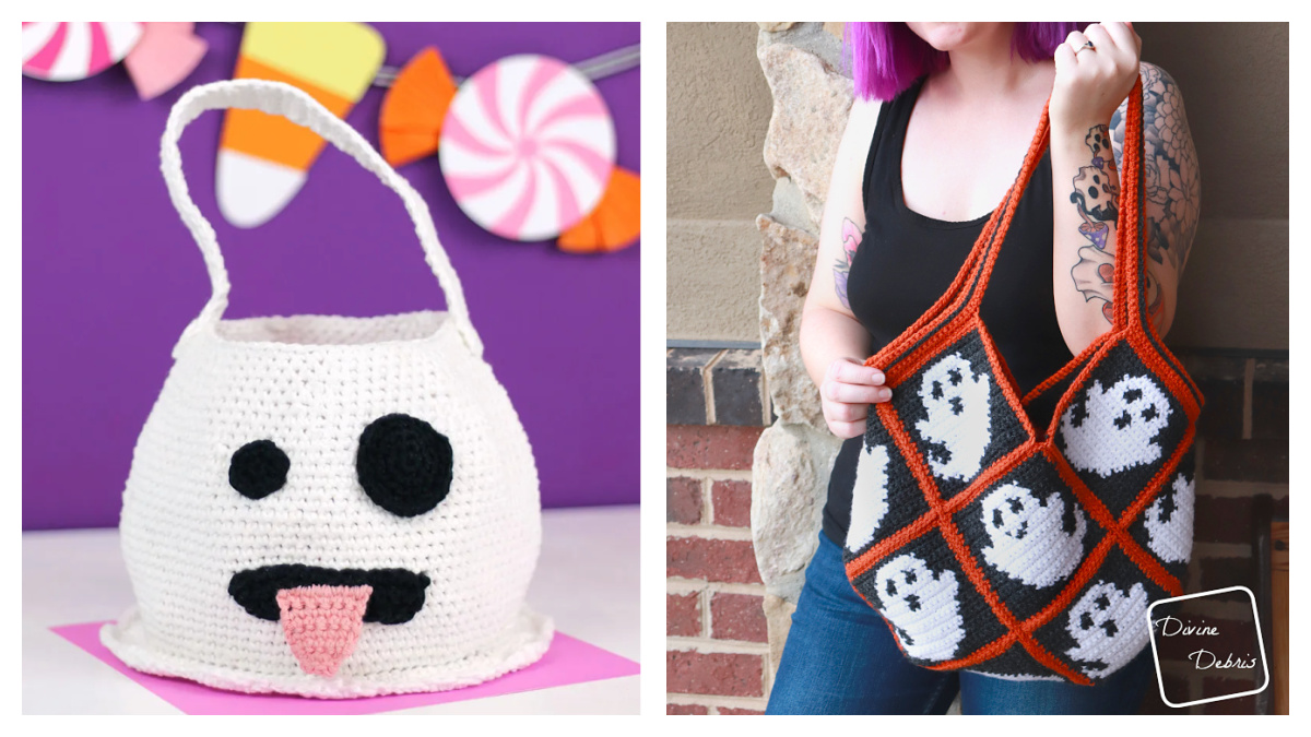Halloween Crochet Ghost Bag Free Crochet Patterns