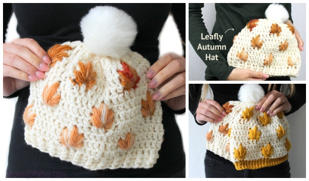 Crochet Leaf Stitch Beanie Hat Free Crochet Patterns - Video