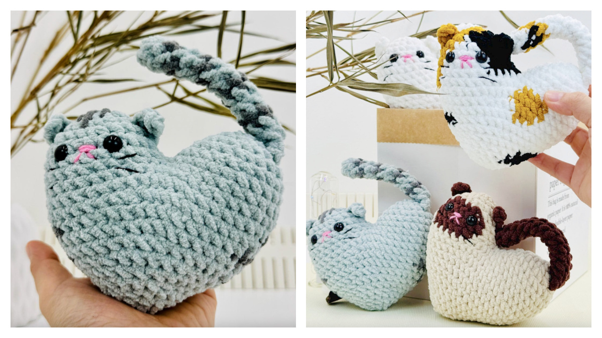 Valentine Heart Cat Amigurumi Free Crochet Pattern & Paid
