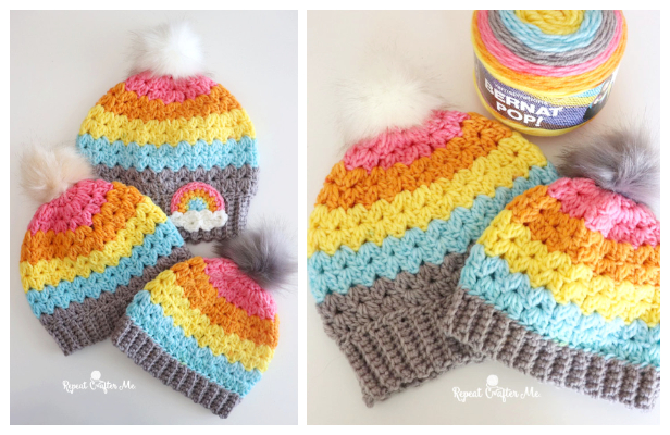 Cluster V-stitch Hat Free Crochet Patterns - DIY Magazine