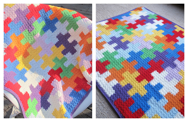 Rainbow Puzzles Blanket Free Crochet Patterns - DIY Magazine