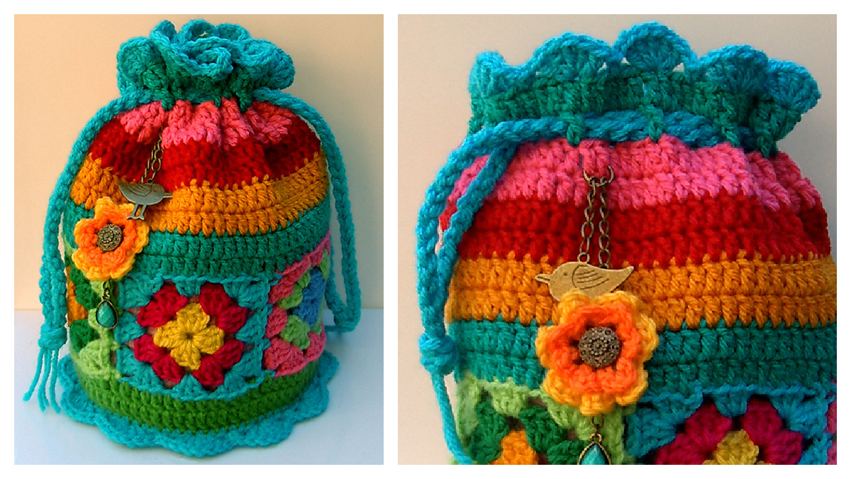 Granny Square Dilly Bag Free Crochet Pattern - DIY Magazine