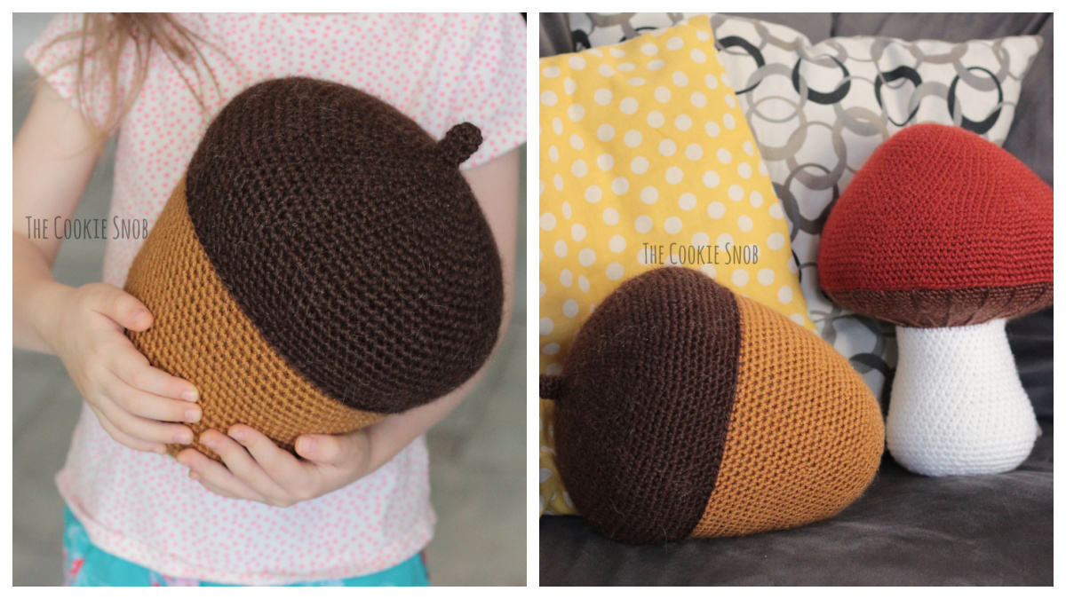 Acorn Throw Pillow Free Crochet Pattern - DIY Magazine