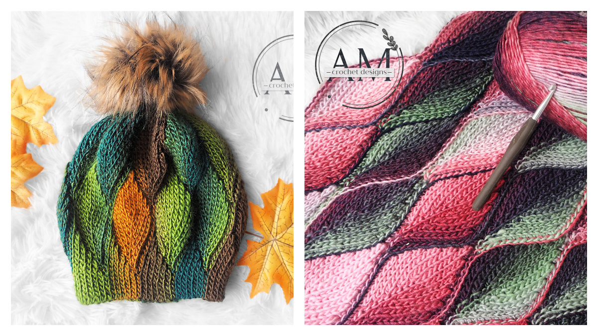 Knit-look Leafy Beanie Blanket Set Crochet Patterns - DIY Magazine