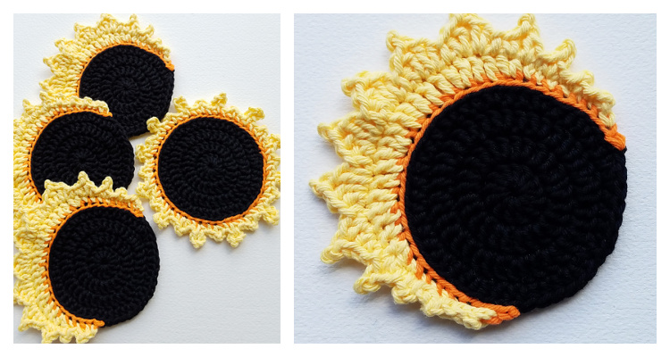Solar Eclipse Coaster Free Crochet Patterns - DIY Magazine