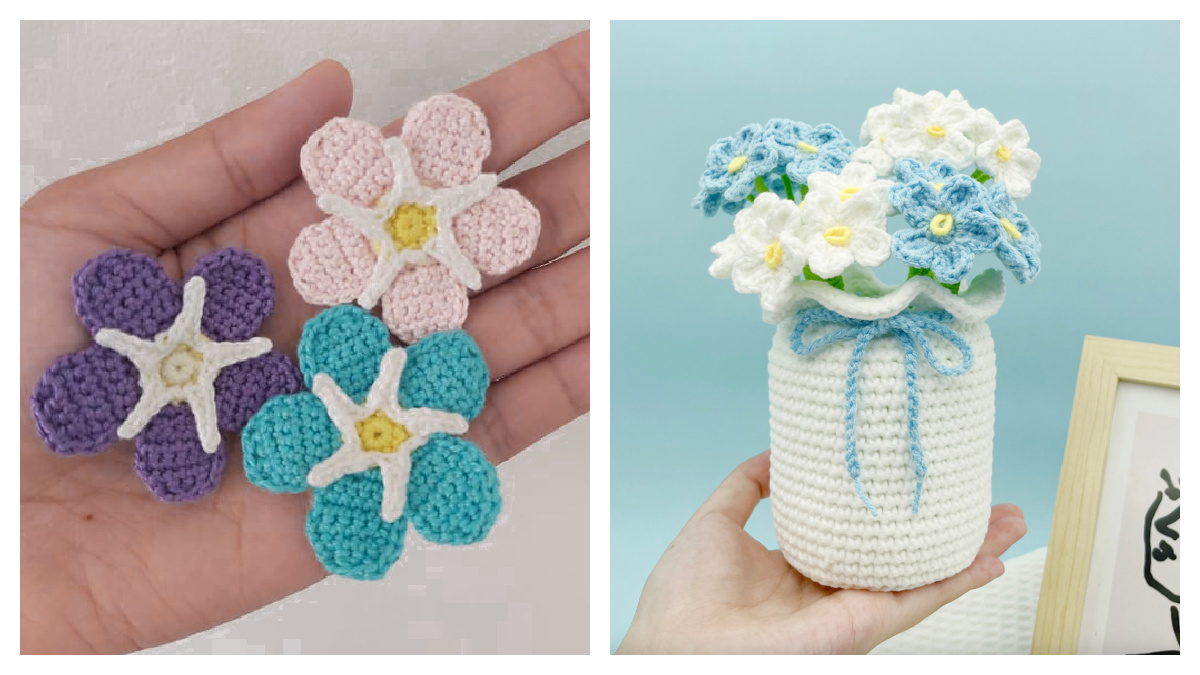 Forget-Me-Not Flower Crochet Patterns - DIY Magazine