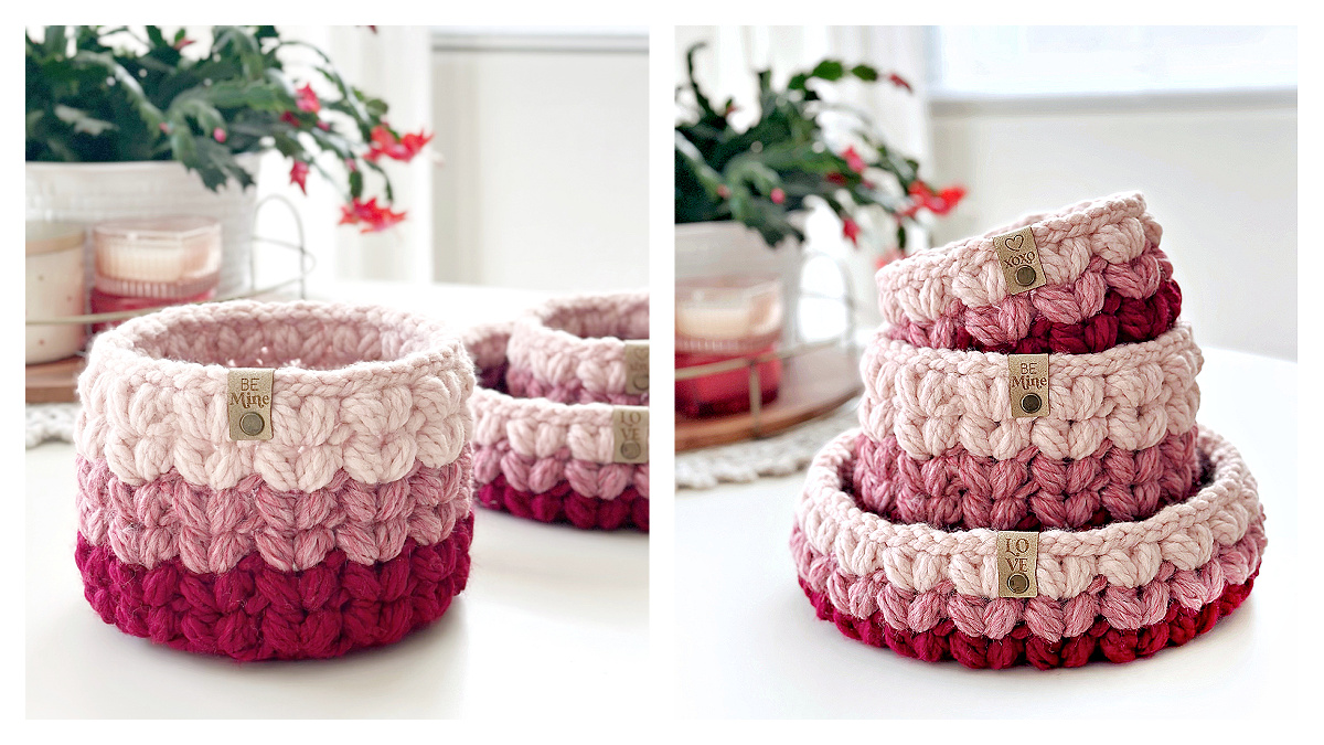 The Puffy Heart Basket Free Crochet Pattern + Video - DIY Magazine