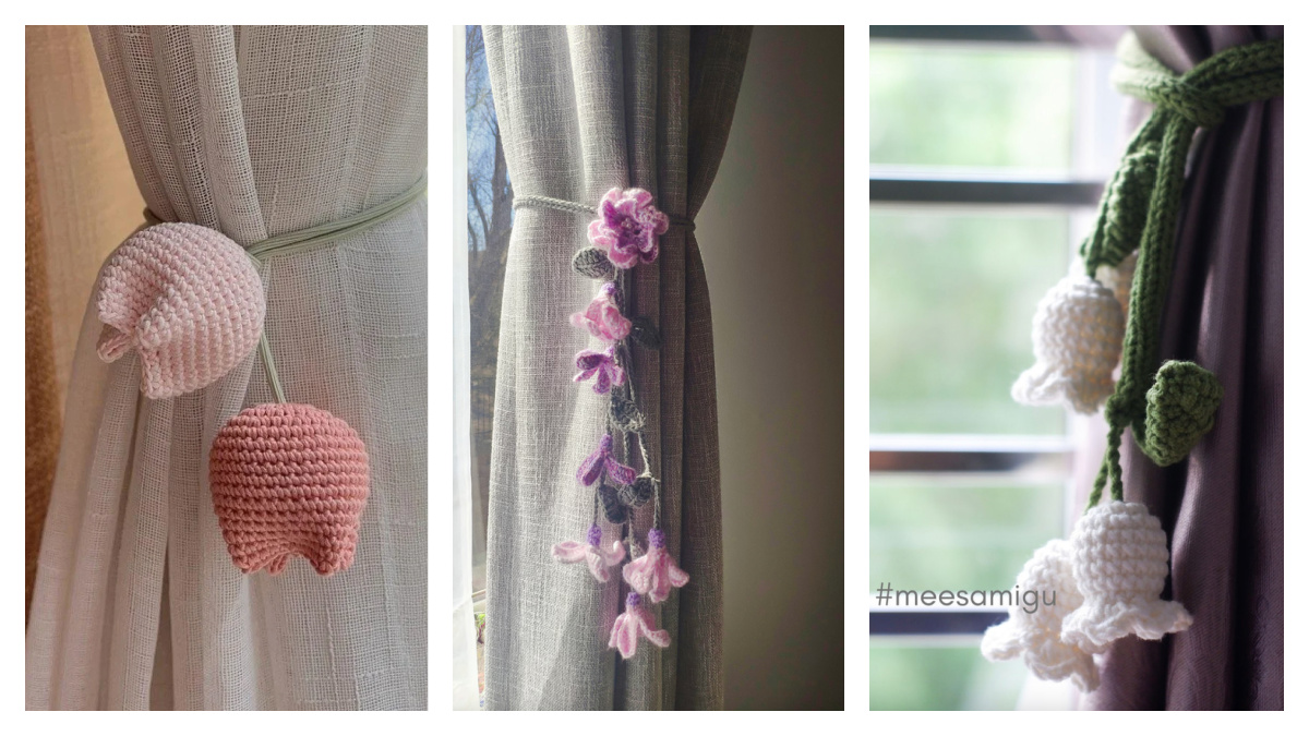 Flower Curtain Tie Back Crochet Patterns FREE and Paid - DIY Magazine