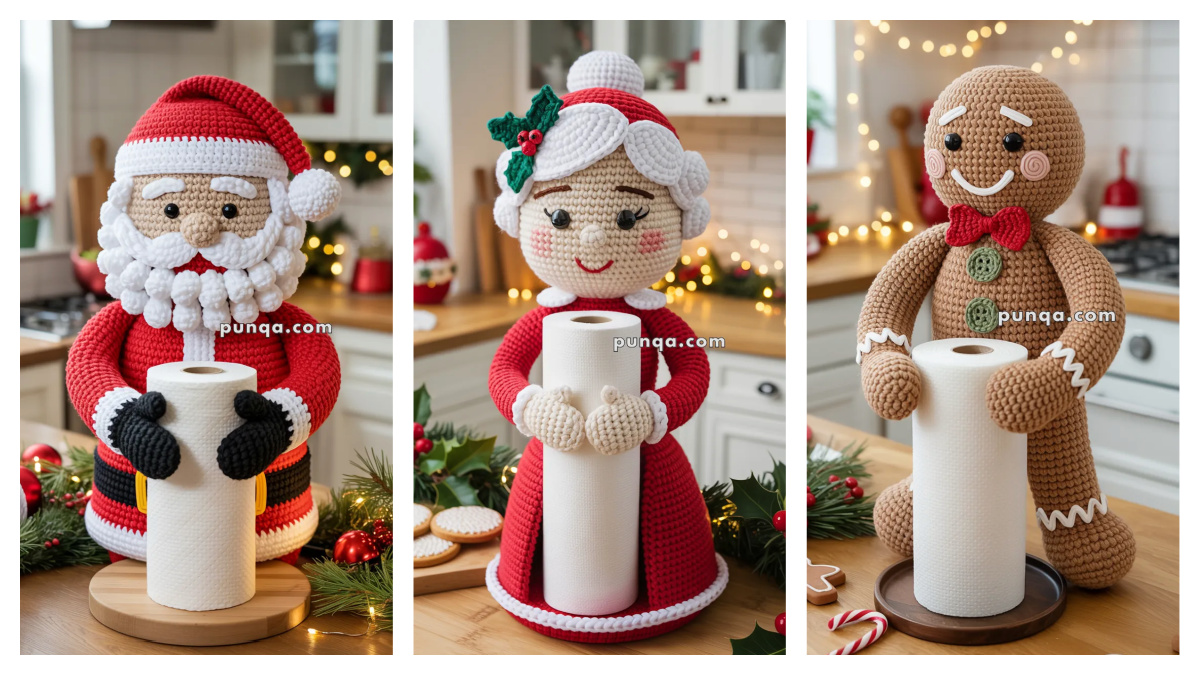 Christmas Towel Paper Roll Holder Free Crochet Patterns - DIY Magazine