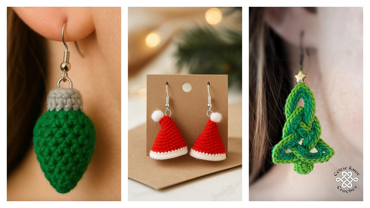 Quick Christmas Earring Crochet Patterns - DIY Magazine