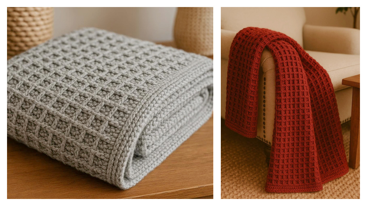 Easy Waffle Stitch Blanket Afghan Crochet Pattern - DIY Magazine